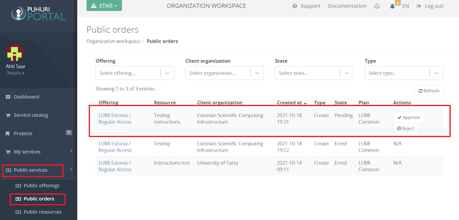 Projects and allocations approval process - Puhuri Documentation
